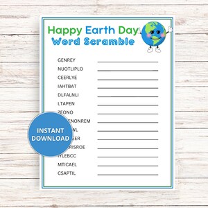 Earth Day Word Scramble Game for Kids & Adults • Fun Earth Day Game ...