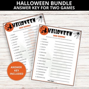 Halloween Game Bundle for Kids • Printable Halloween Activity • Halloween Word Game • Memory ...
