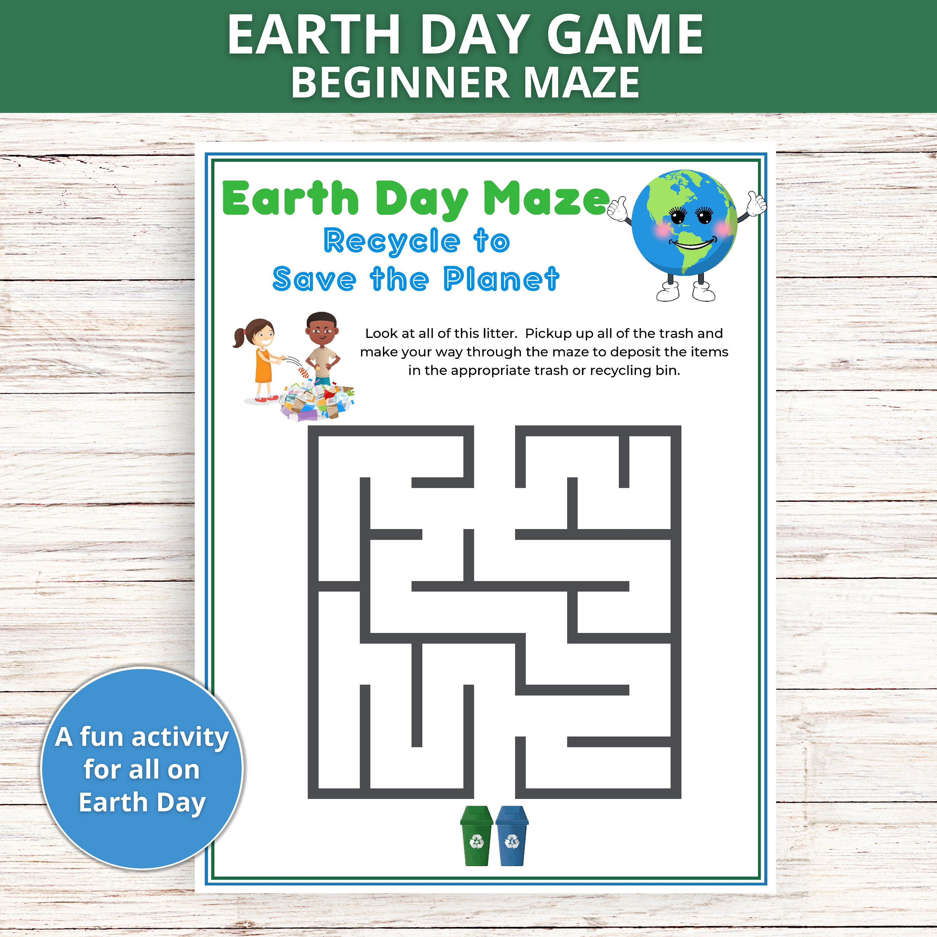 Earth Day Maze Game for All • Beginner Maze • Printable Earth Day ...