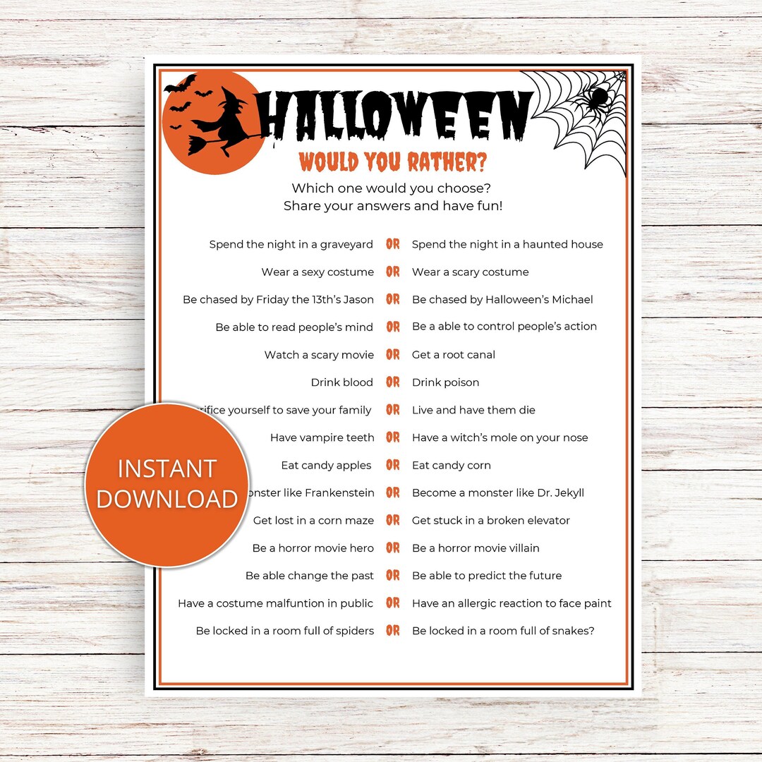 Halloween Would You Rather Game for Adults • This or That Game ...