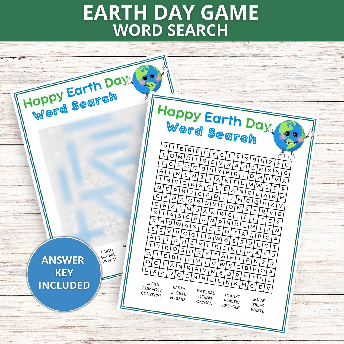 Earth Day Word Search Game for Kids & Adults • Senior Earth Day Game ...