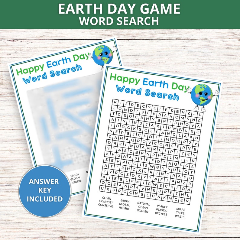 Earth Day Word Search Game for Kids & Adults • Senior Earth Day Game ...