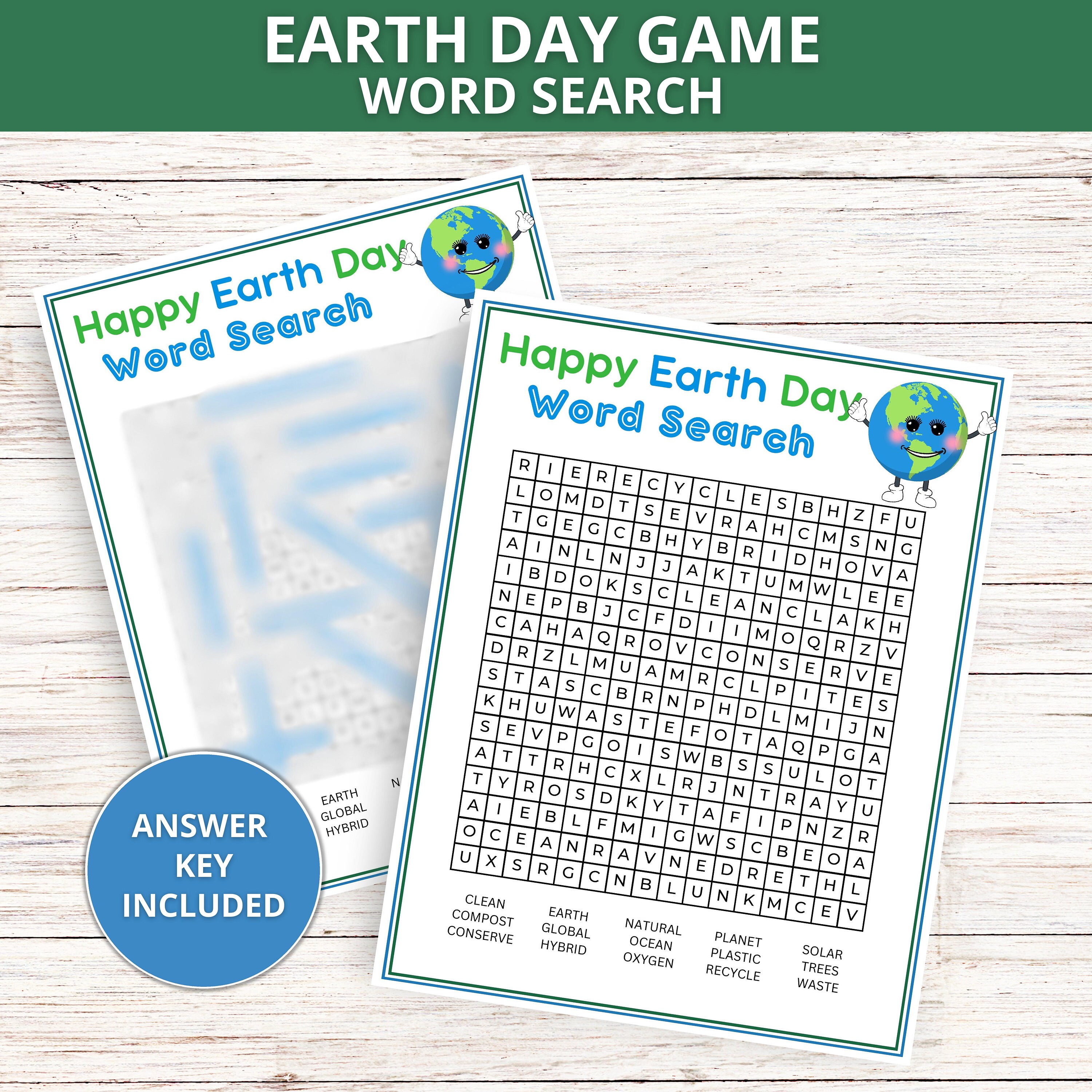 Earth Day Word Search Game for Kids & Adults • Senior Earth Day Game ...