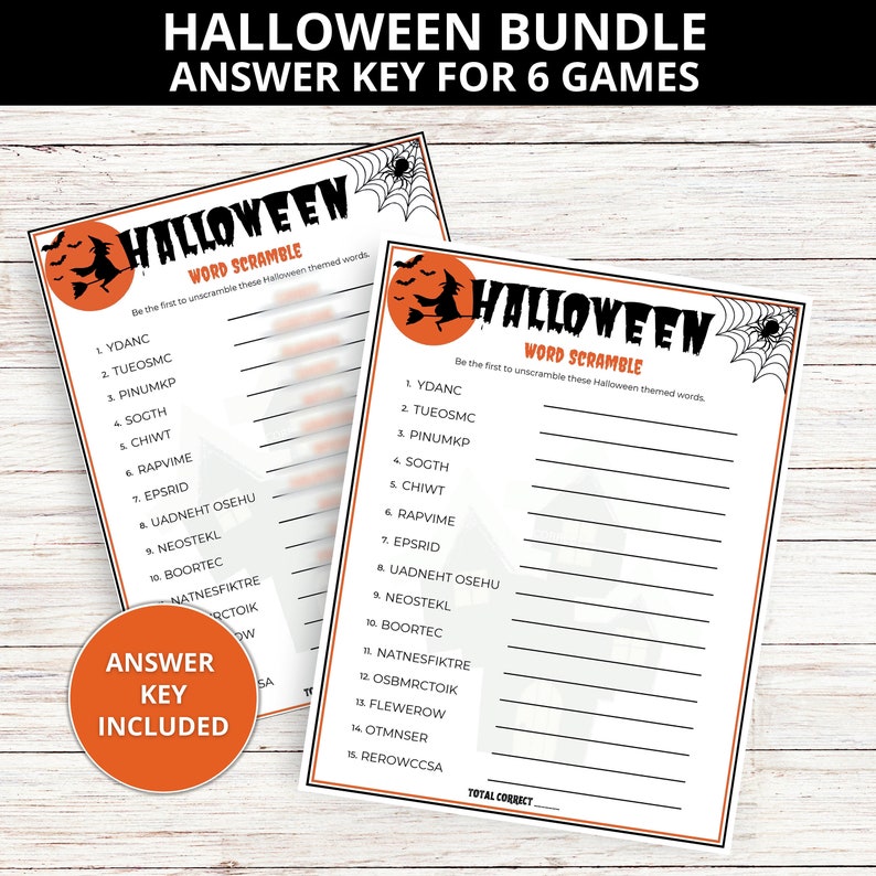 Halloween Game Bundle for Kids & Adults • Printable Halloween Activity ...