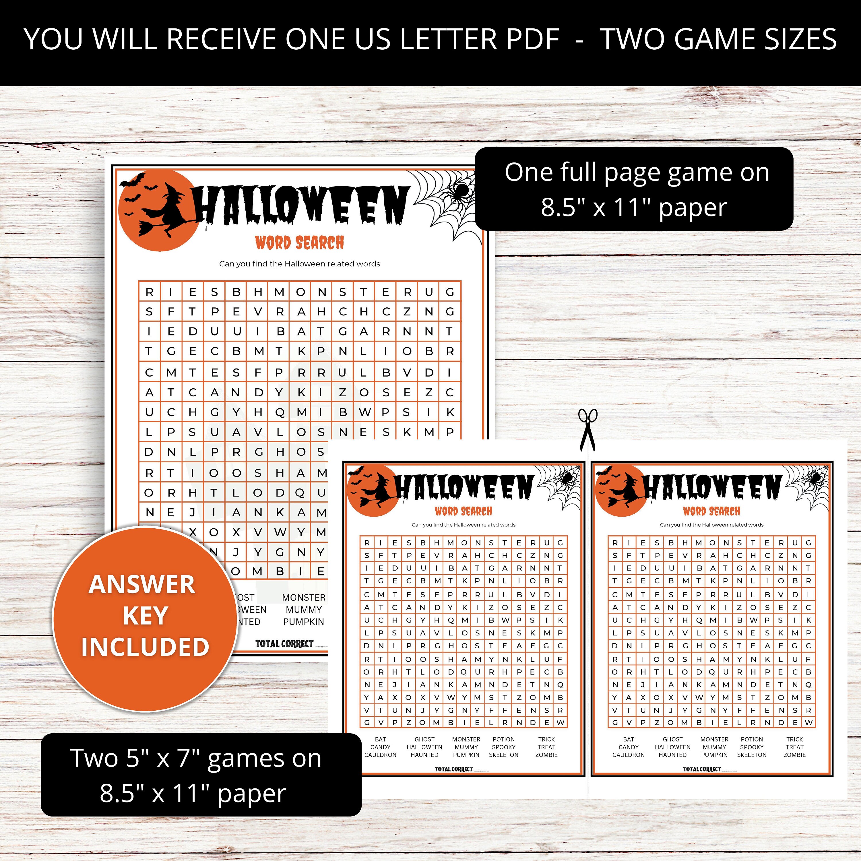 Halloween Word Search Game for Kids & Adults • Senior Halloween Game ...