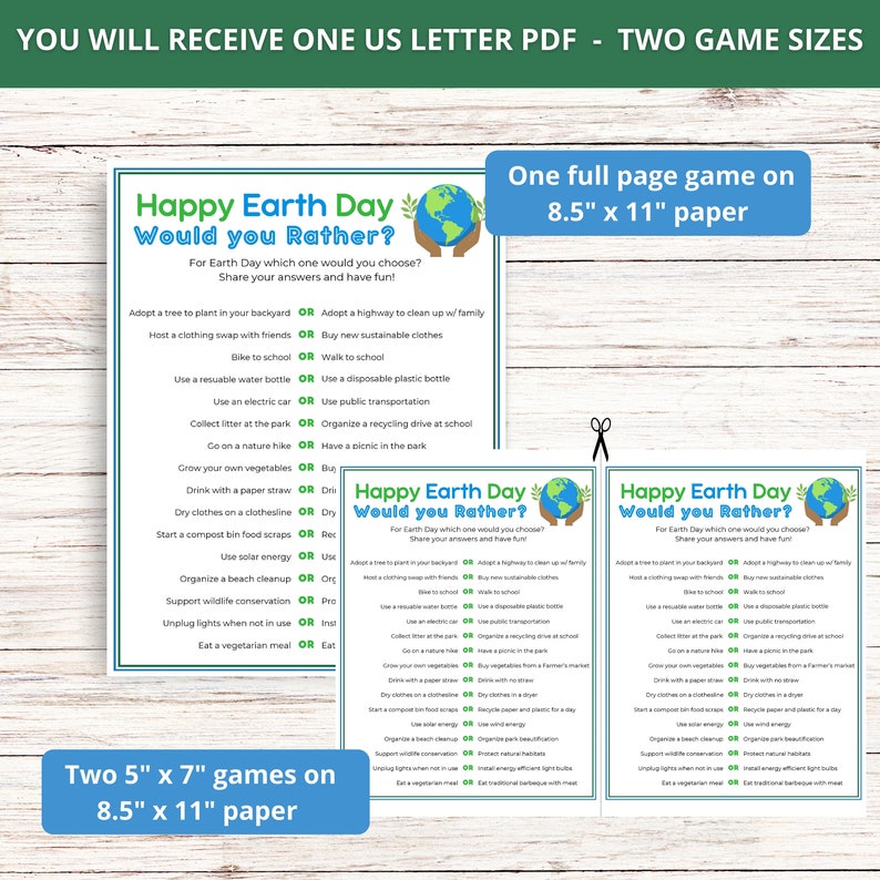 Earth Day Would You Rather Game for Kids & Adults • This or That ...