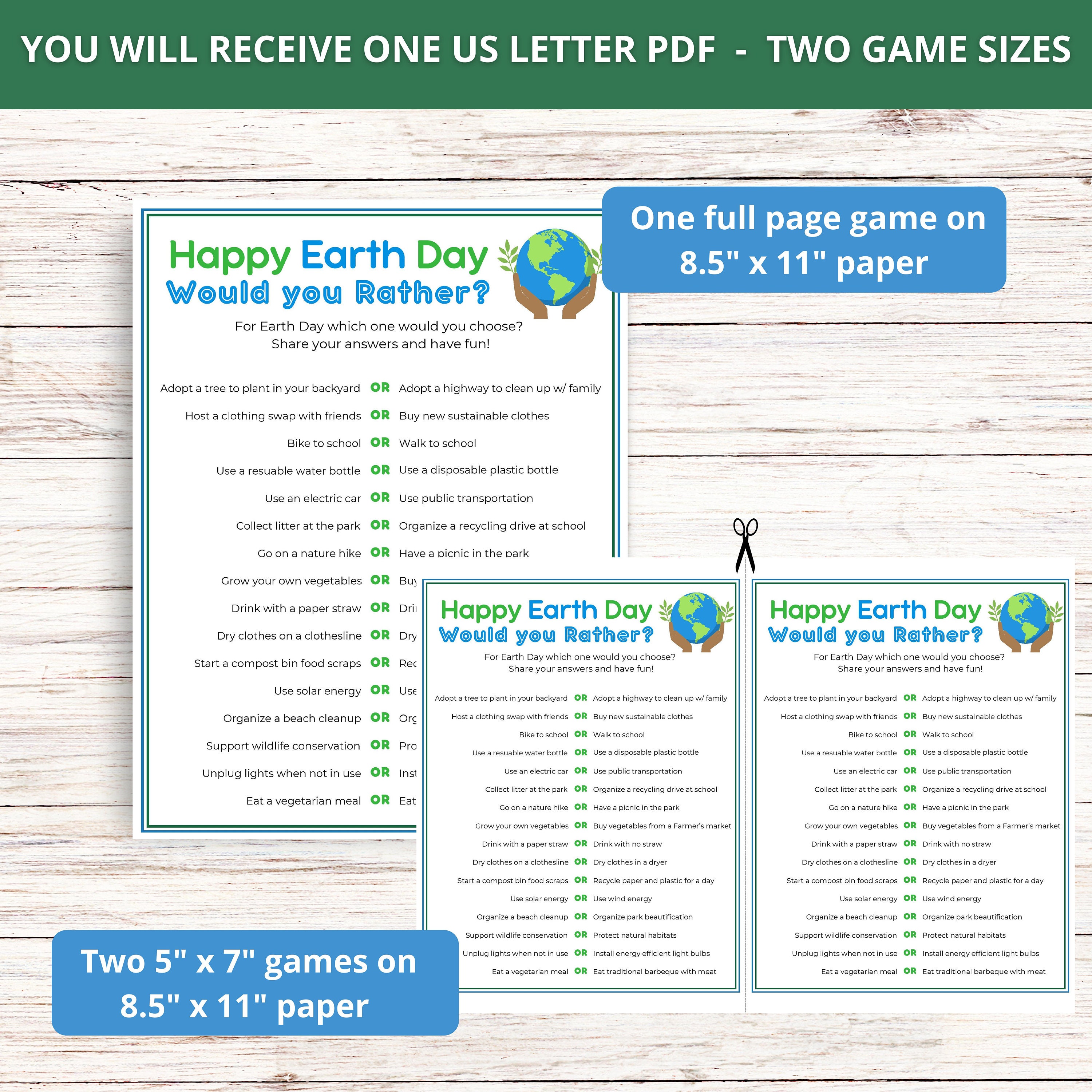 Earth Day Would You Rather Game for Kids & Adults • This or That ...