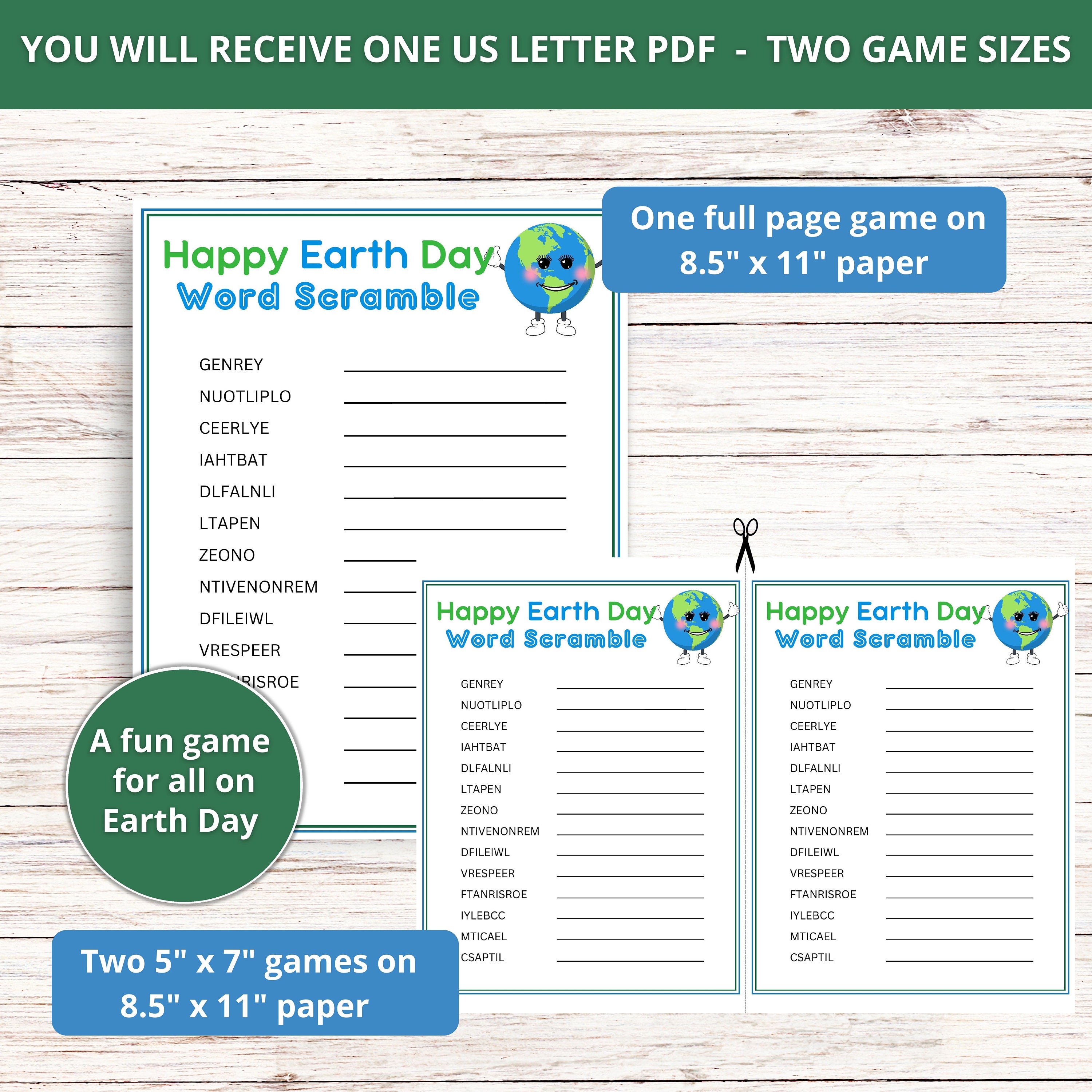 Earth Day Word Scramble Game for Kids & Adults • Fun Earth Day Game ...