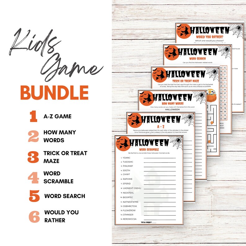 Halloween Game Bundle for Kids • Printable Halloween Activity ...