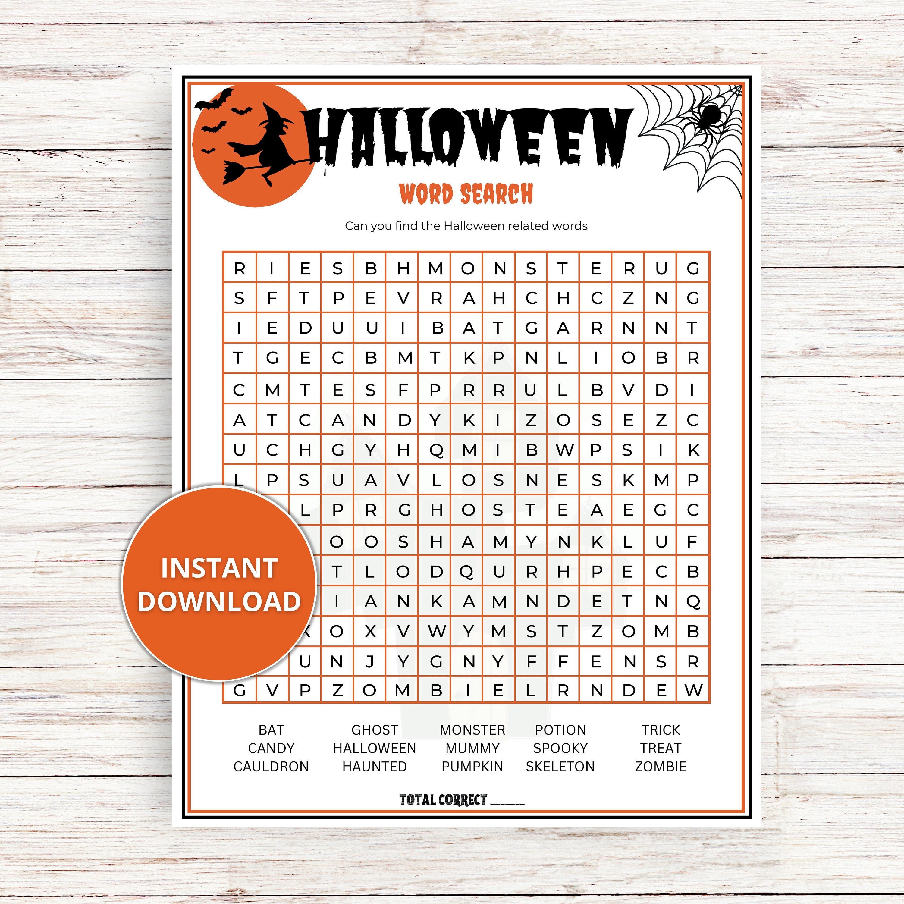 Halloween Word Search Game for Kids & Adults • Senior Halloween Game ...