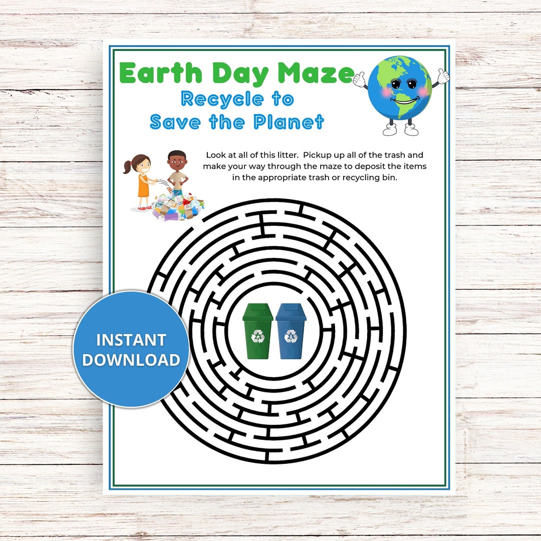 Earth Day Maze Game for All • Advanced Maze • Printable Earth Day ...
