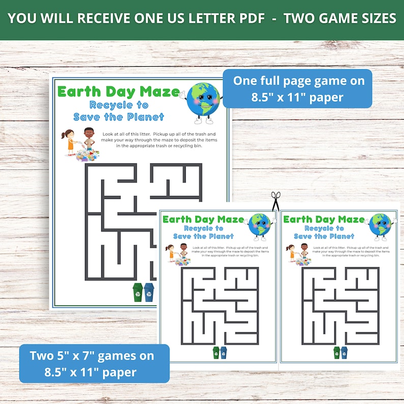 Earth Day Maze Game for All • Beginner Maze • Printable Earth Day ...