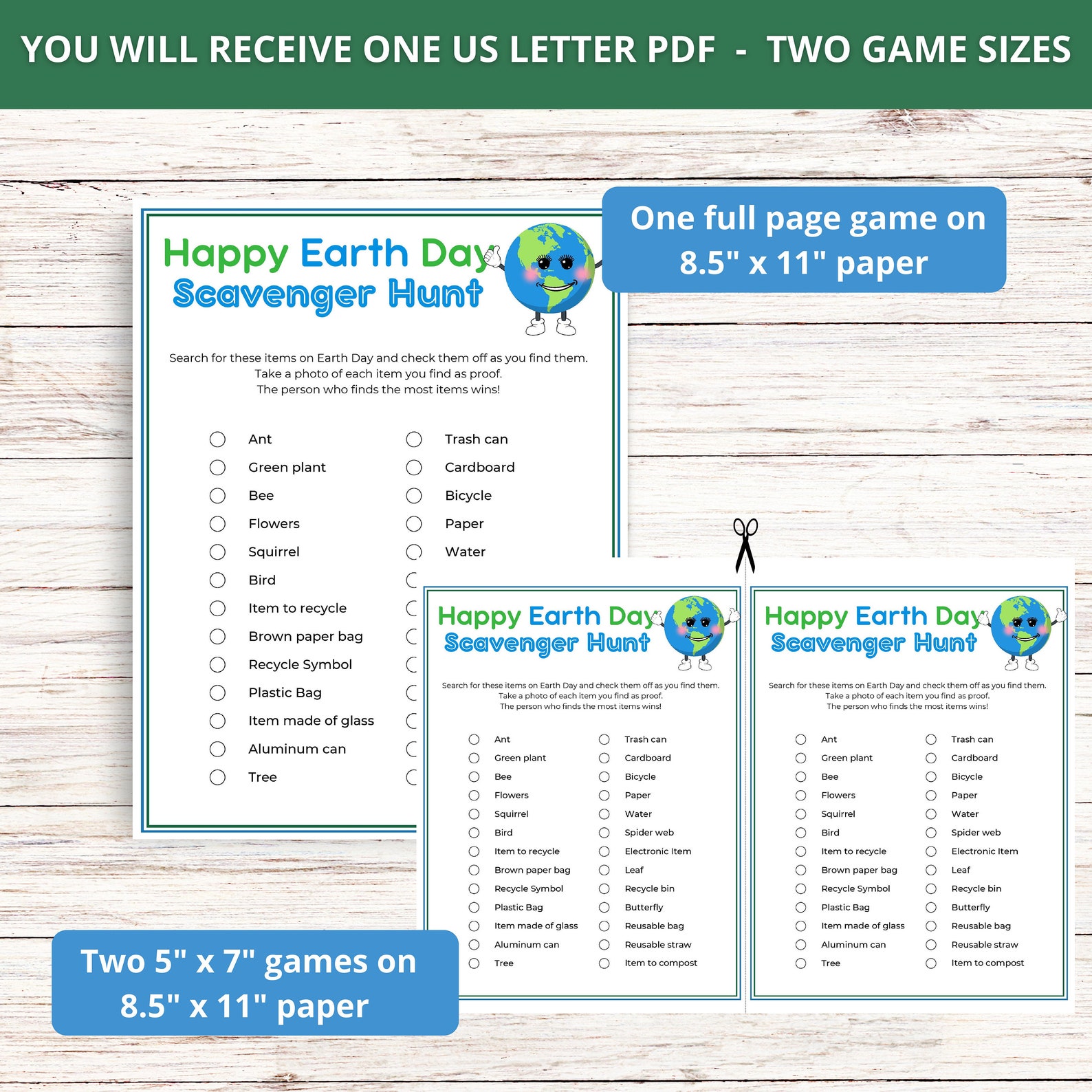 Earth Day Scavenger Hunt for Kids & Adults • Scavenger Hunt • Printable ...