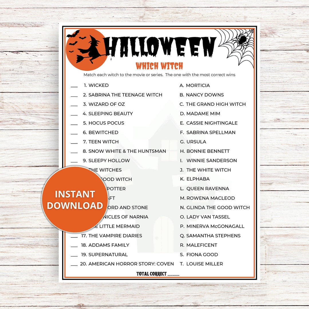 Halloween Which Witch Trivia Game for Kids & Adults • Fun Halloween ...