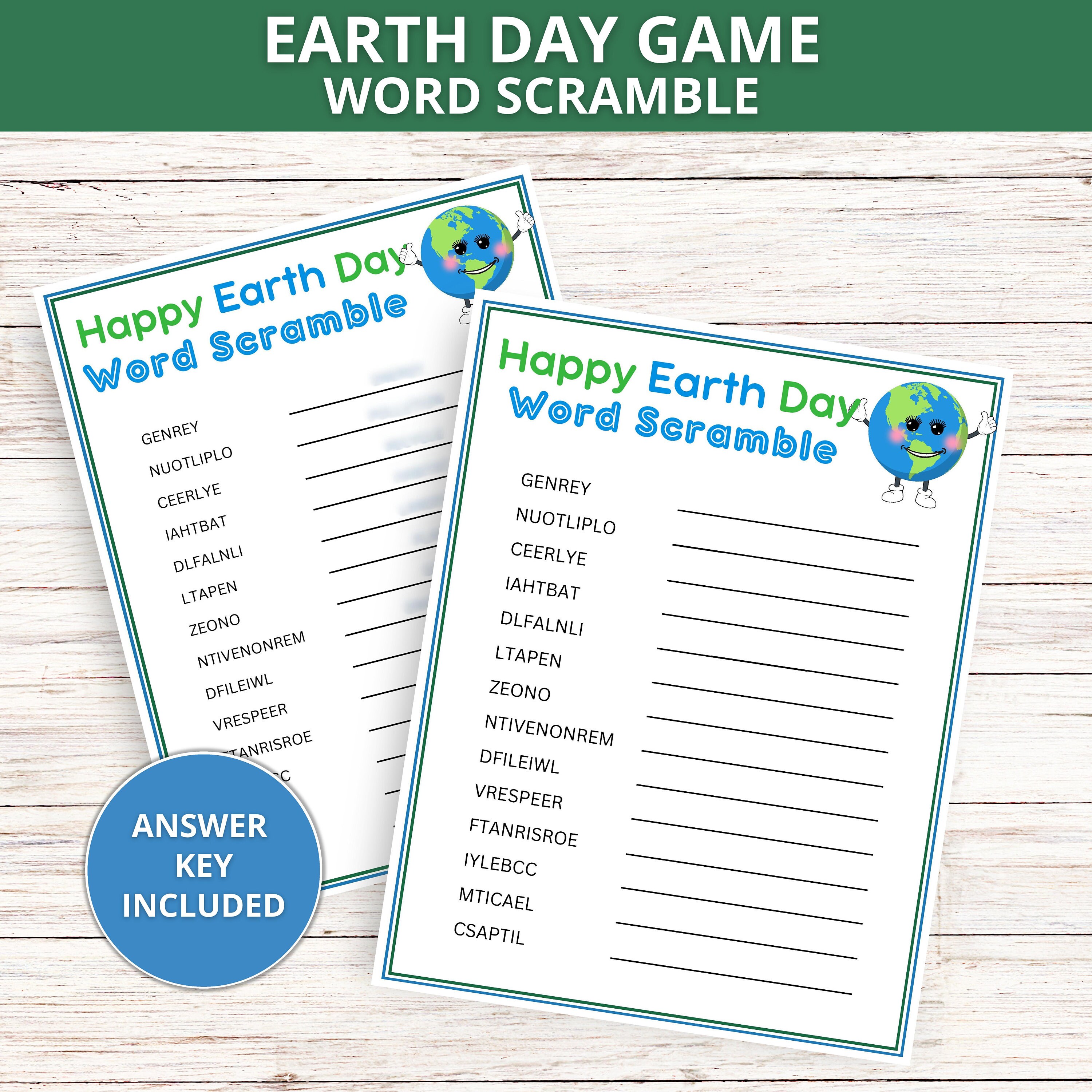 Earth Day Word Scramble Game for Kids & Adults • Fun Earth Day Game ...