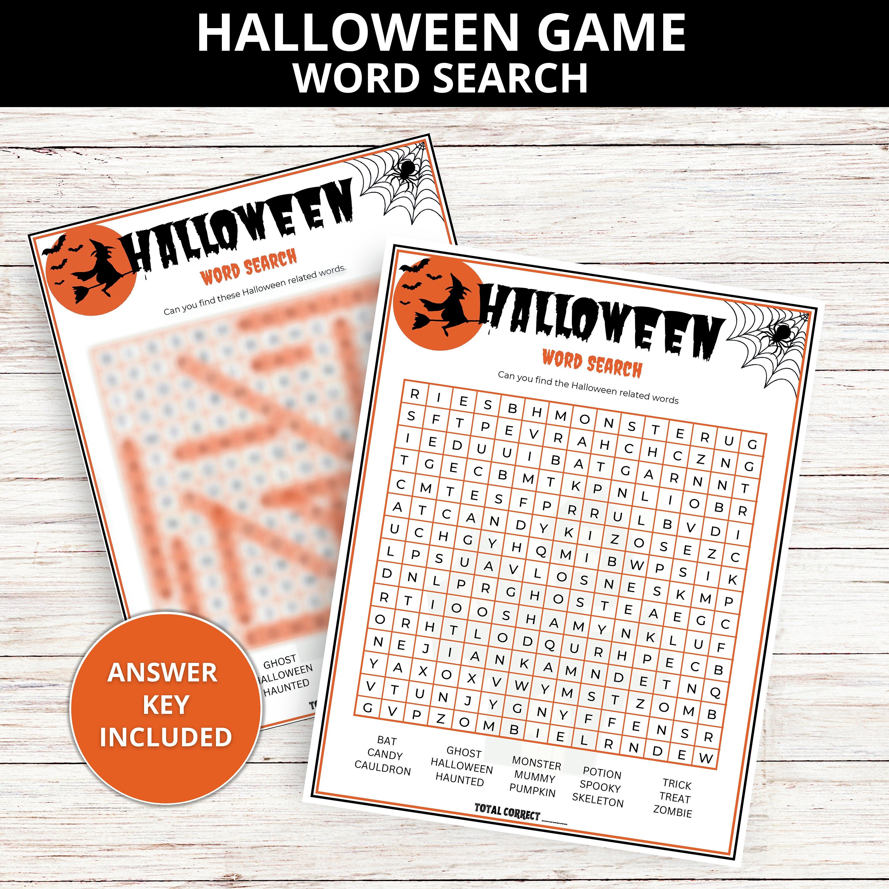 Halloween Word Search Game for Kids & Adults • Senior Halloween Game ...
