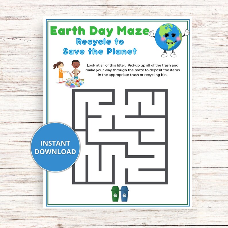 Earth Day Maze Game for All • Beginner Maze • Printable Earth Day ...