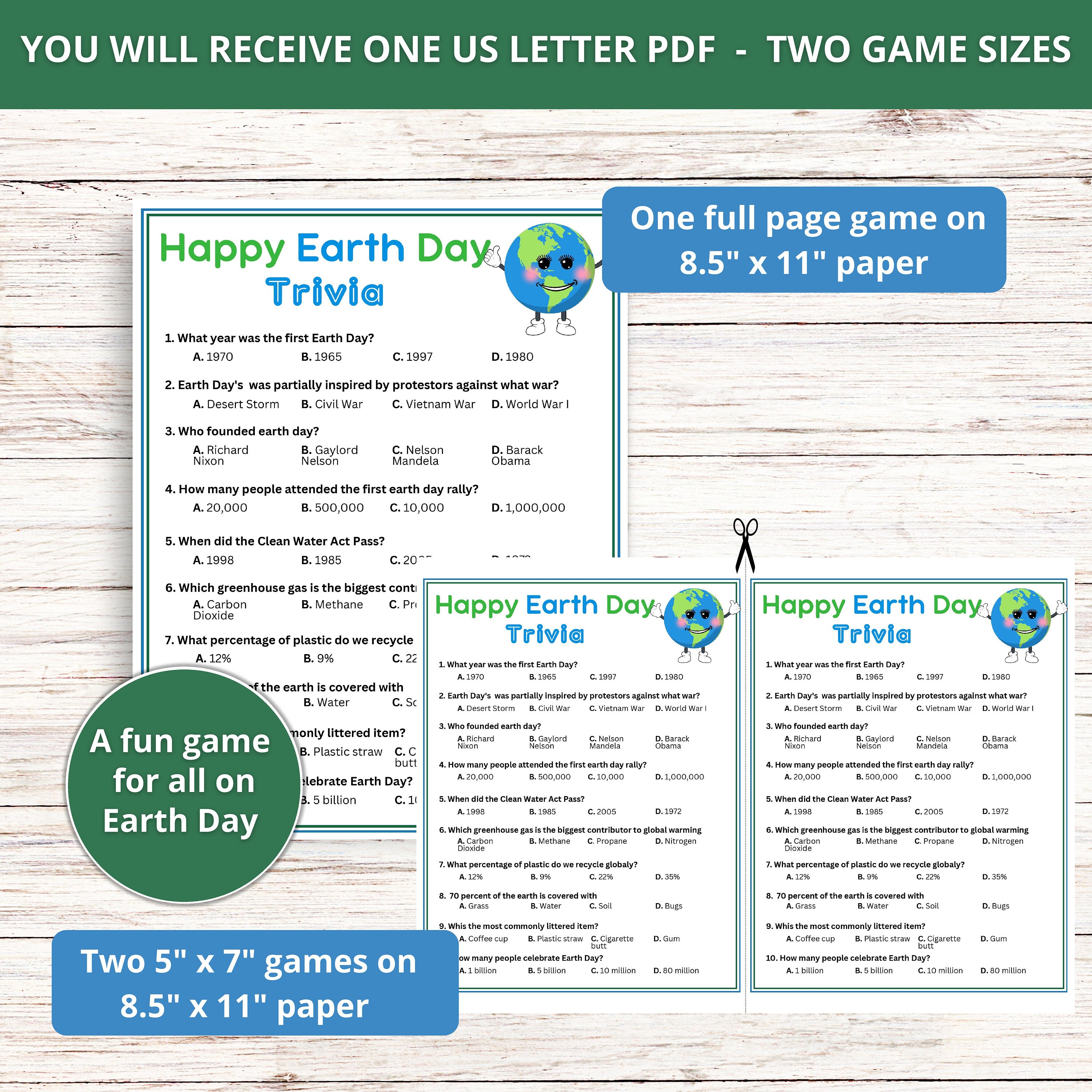Earth Day Trivia Game for Teens & Adults • Fun Earth Day Game ...