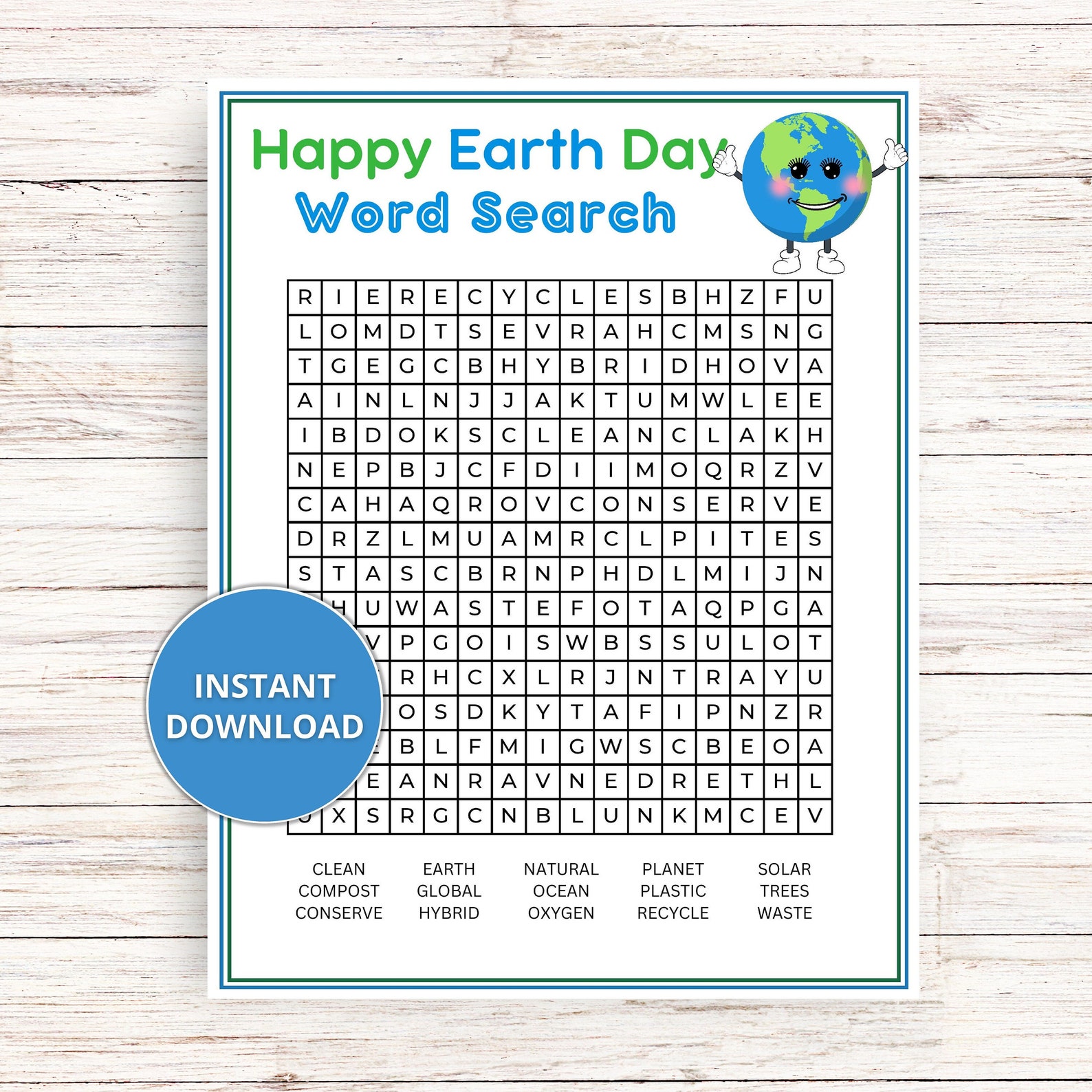 Earth Day Word Search Game for Kids & Adults Senior Earth Day Game ...