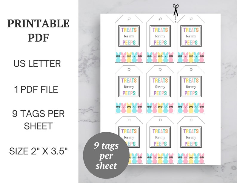 Printable Easter Treats for My Peeps Tags • Easter Gift Tags ...