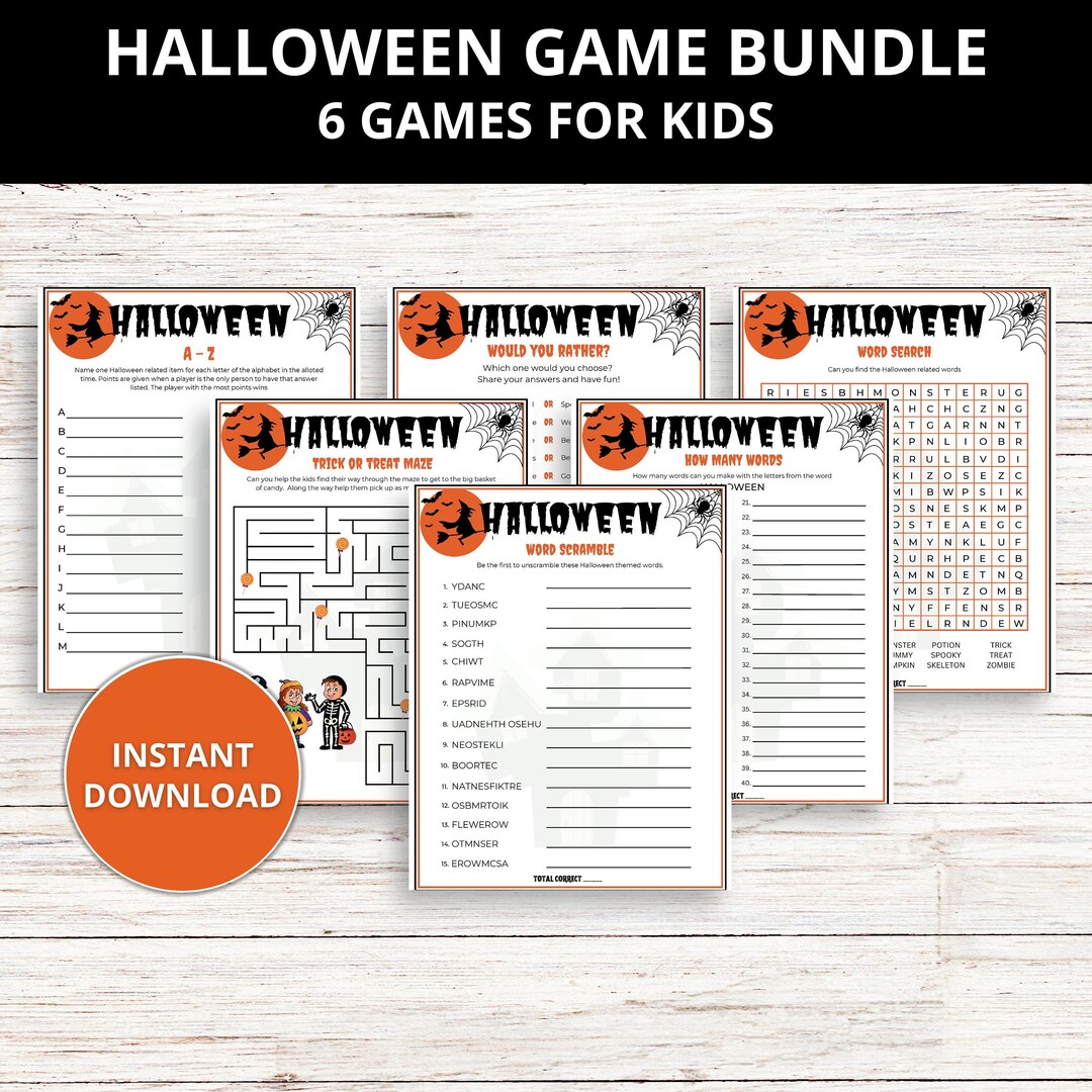 Halloween Game Bundle for Kids • Printable Halloween Activity ...
