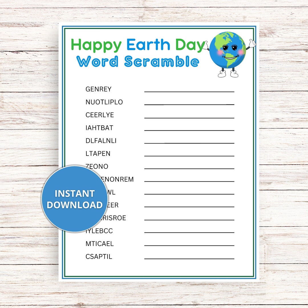 Earth Day Word Scramble Game for Kids & Adults • Fun Earth Day Game ...