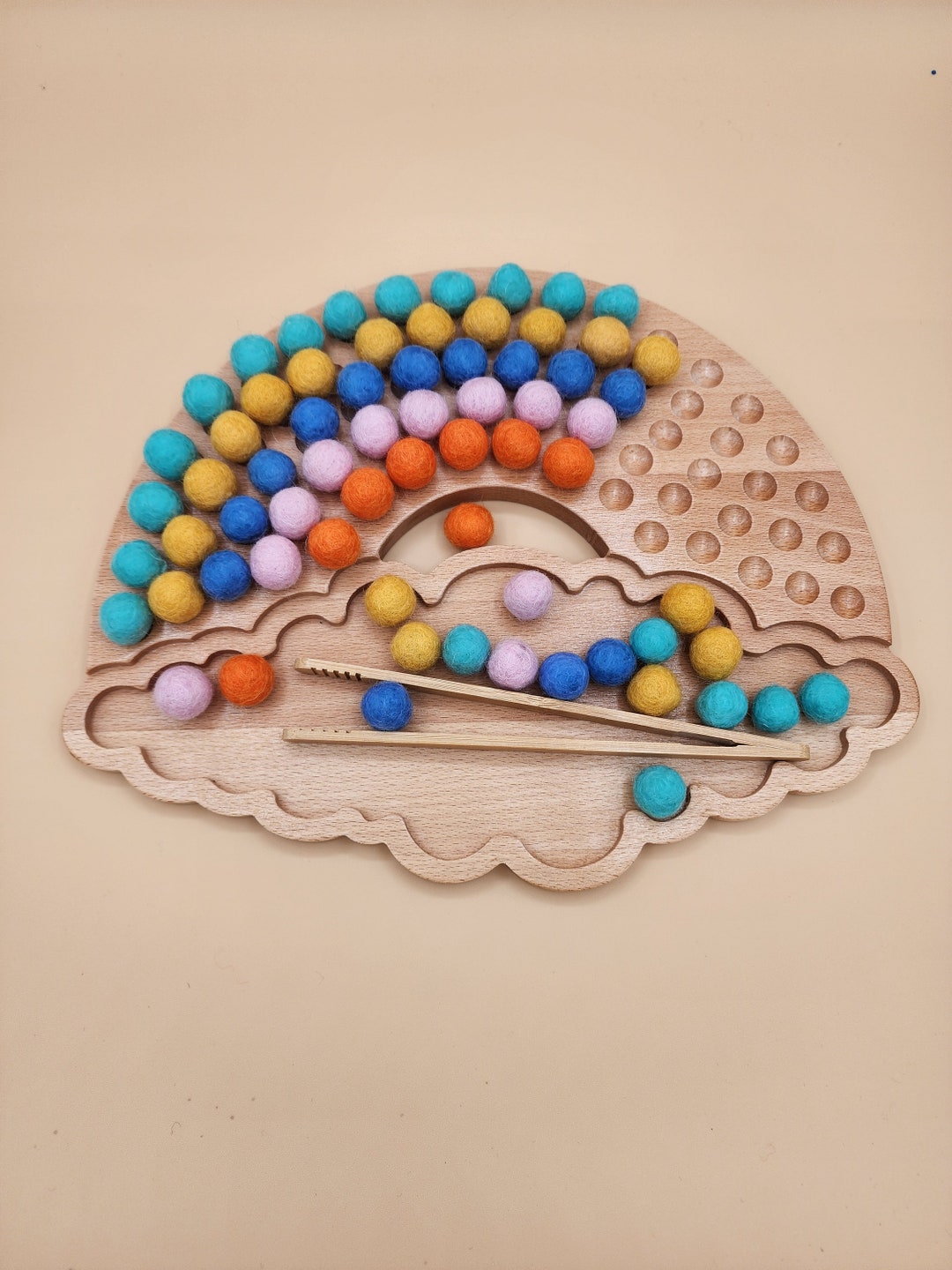 Rainbow Tracing Board With 5 Stripes With Waldorf Colors Felt Balls ...