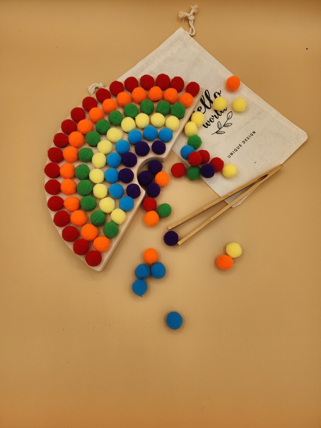 Gift for Kids Montessori Rainbow Sorting Board With Deeper Stripes ...