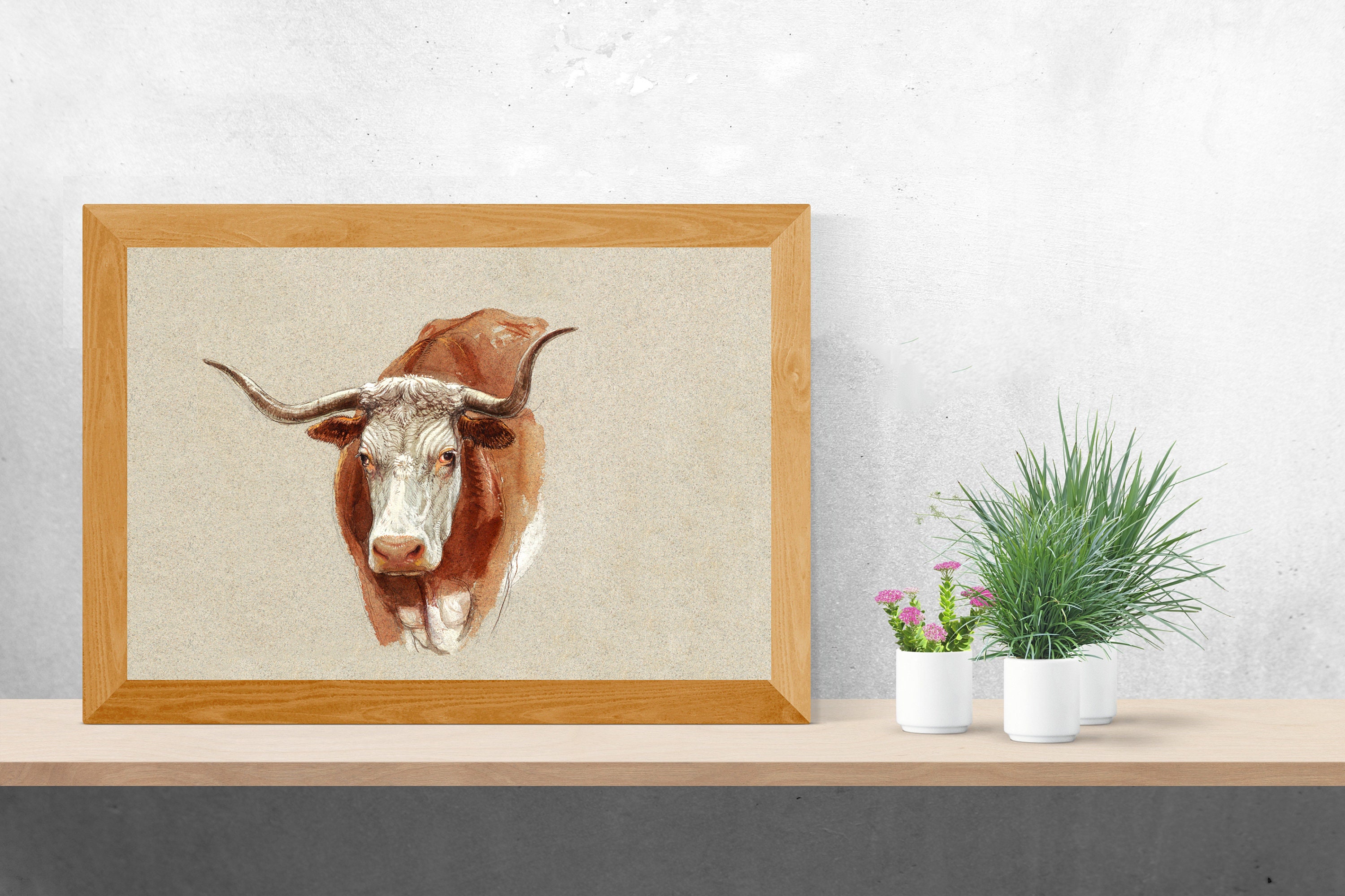 Vintage Cow Art, Instant Digital Download, Hereford, Farmhouse Decor ...