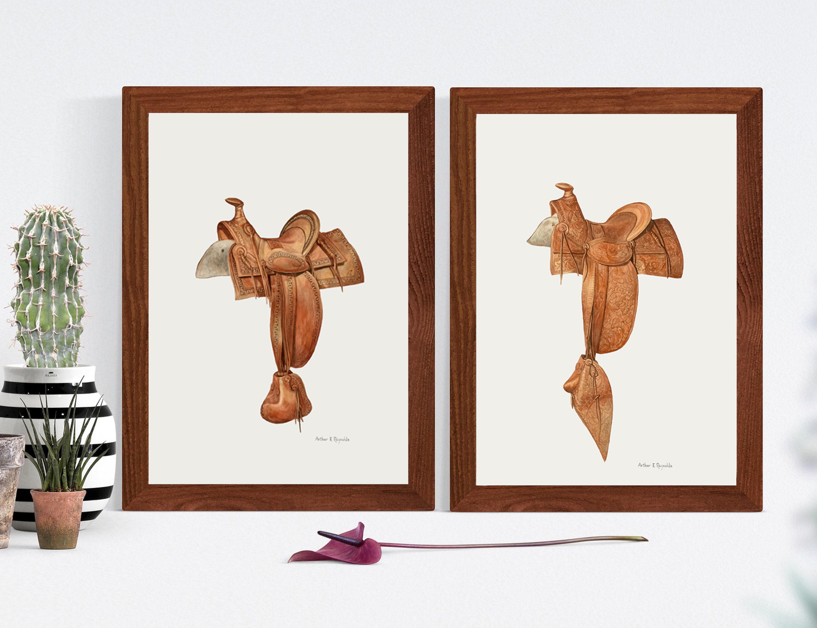 Vintage Saddles, Antique Saddles, Printable Wall Art Set, Digital ...