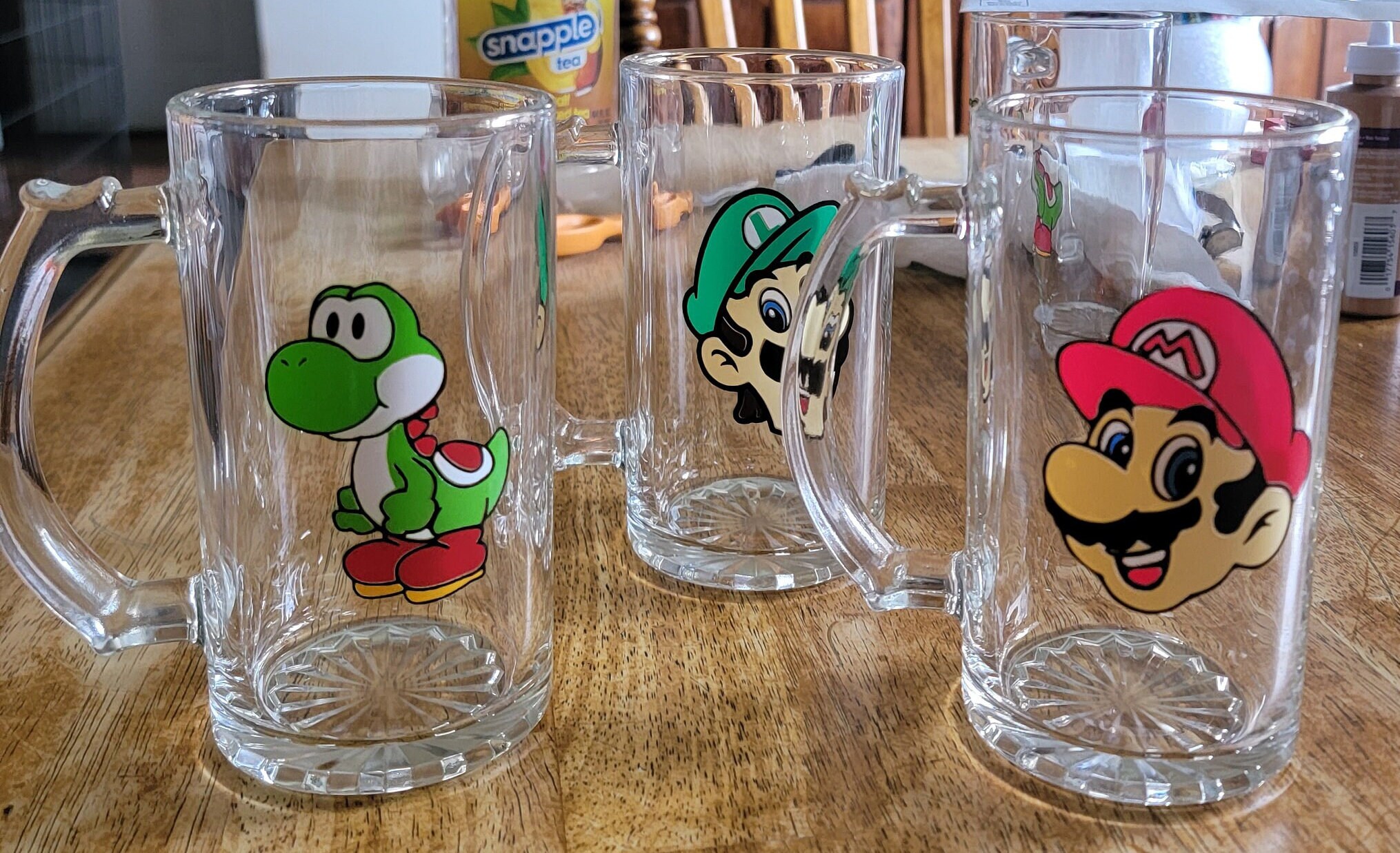 Set of 3 Super Mario Bros Glass Mugs! Great Gift! - Etsy