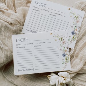 Wildflower Recipe Card Template, Printable Recipe Card, Floral Recipe ...