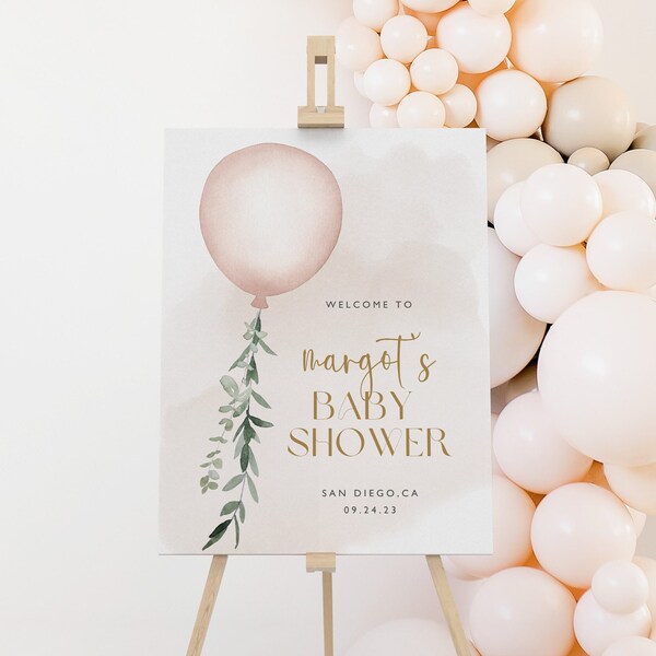 Welcome Signs Baby Shower Pink Gold Balloons - Etsy
