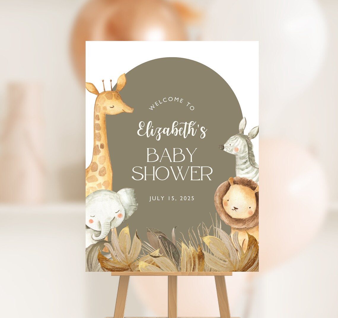 Safari Baby Shower Welcome Sign A Little Wild One Jungle - Etsy