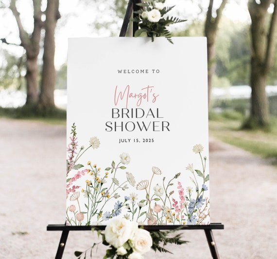 Bridal Shower Welcome Sign Wildflower Bridal Shower Sign - Etsy