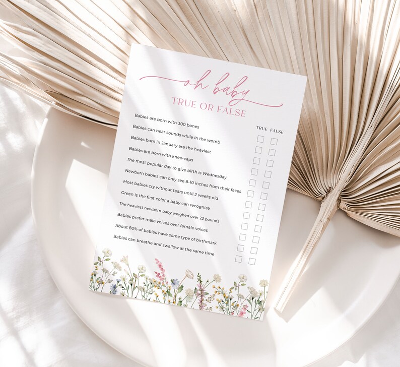 Wildflower Baby Shower Games Bundle, Spring Pink Flowers Party Games ...