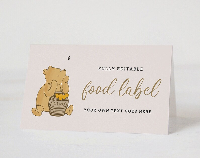Winnie the Pooh Food Labels Template Classic Pooh Buffet - Etsy