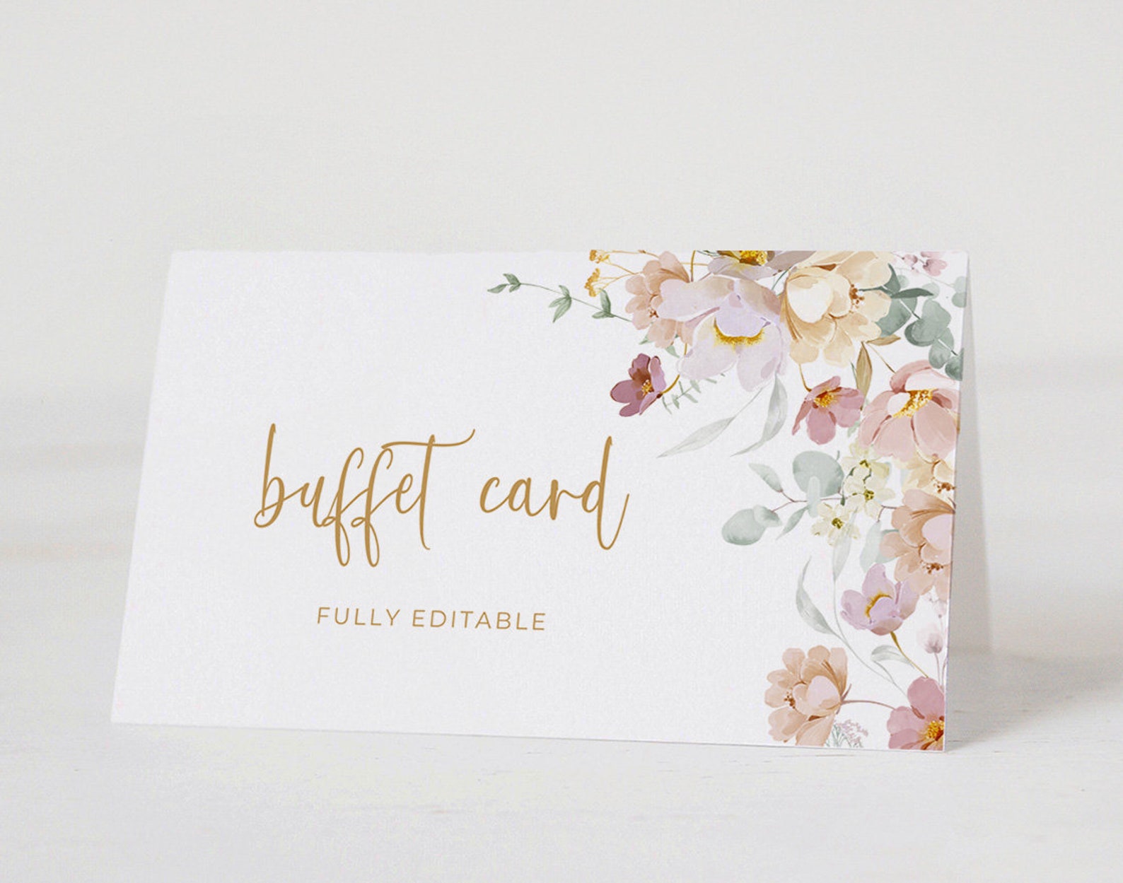 Wildflower Food Labels Templatepink Gold Wildflower Buffet - Etsy