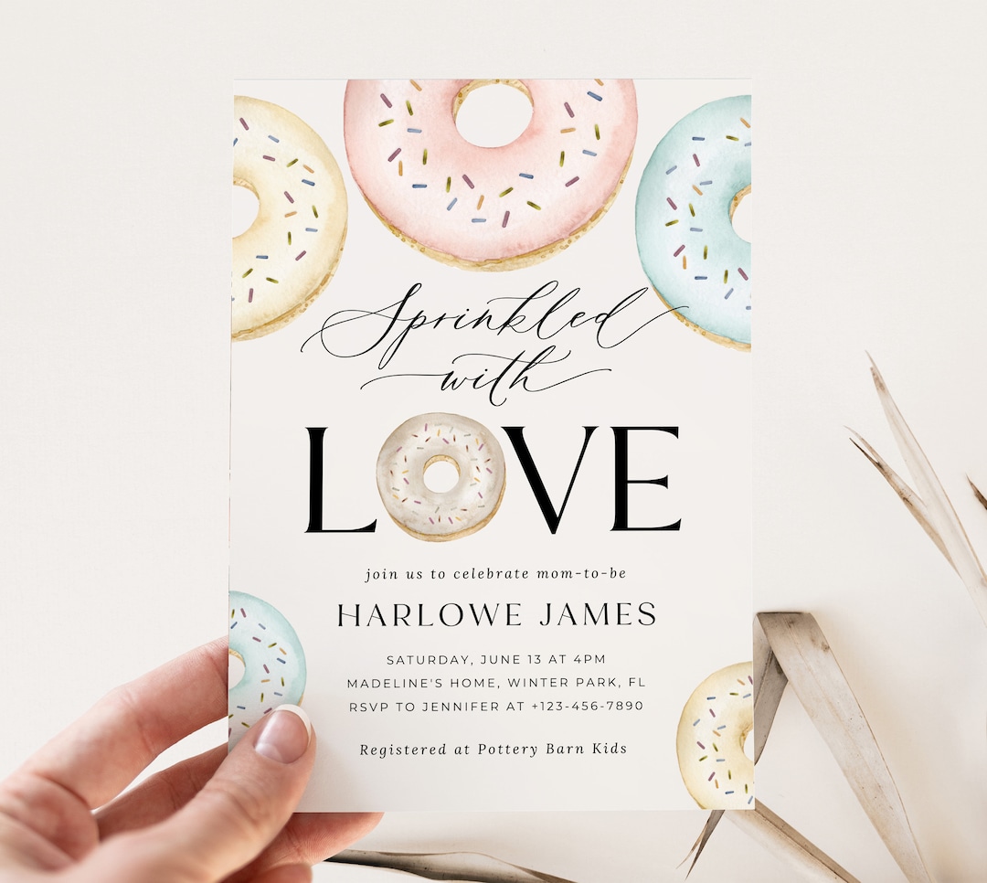 Donut Sprinkle Baby Shower Invitation: Editable Template (5x7 Inch ...