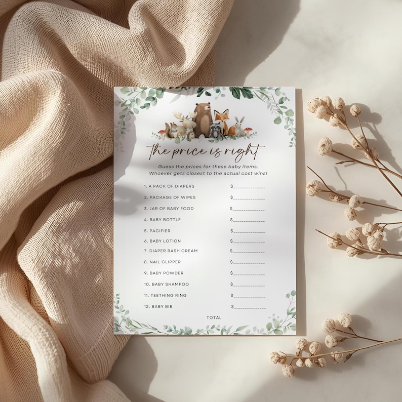 Top 5 Woodland Baby Shower Games: Game Bundle Pack, Greenery Forest ...