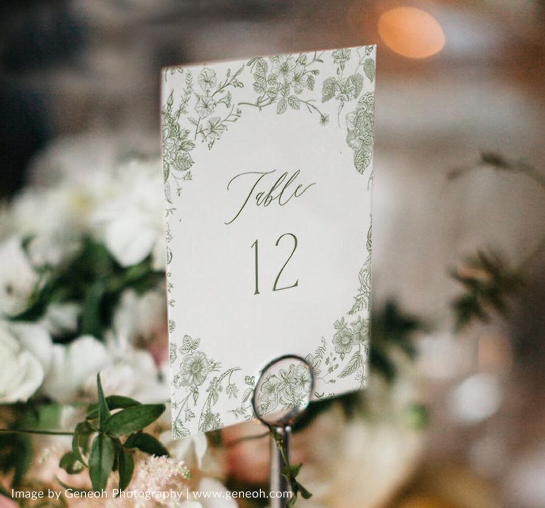 Vintage Floral Wedding Table Numbers Template (editable, Printable) - Etsy