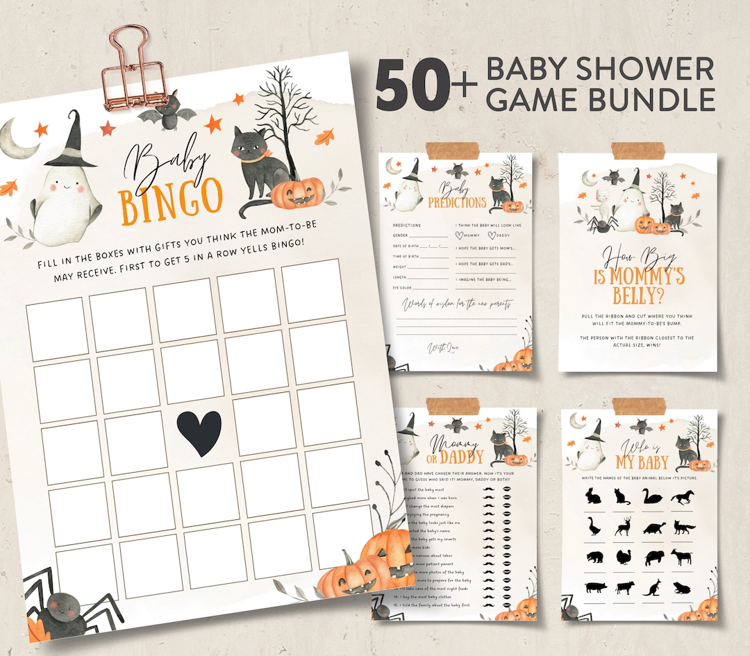A Little Boo is Almost Due Shower Game Bundle, Halloween Party Games ...