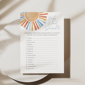 Sunshine Baby Shower Games Bundle, Summer Party Games Pack, Boho ...