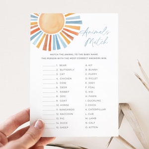 Sunshine Baby Shower Games Bundle, Summer Party Games Pack, Boho ...