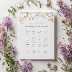 Wildflower Baby Shower Games Bundle, Pink Flowers Party Games Pack ...