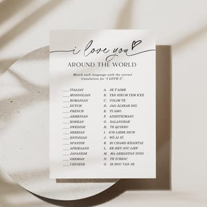 I Love You Around the World, Bridal Shower Games, I Love You Game ...