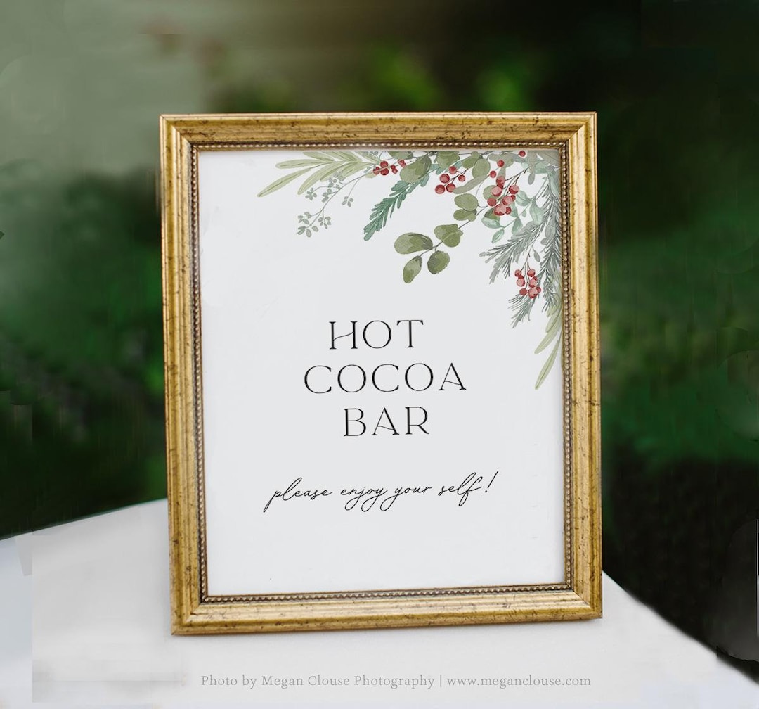 Hot Cocoa Bar Signs, Hot Chocolate Bar Sign, Christmas Sign, Party ...