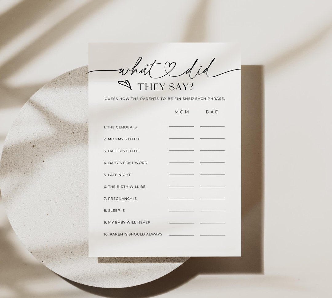 What Did They Say, Baby Shower Game, What What Did the Dad Say, Baby ...