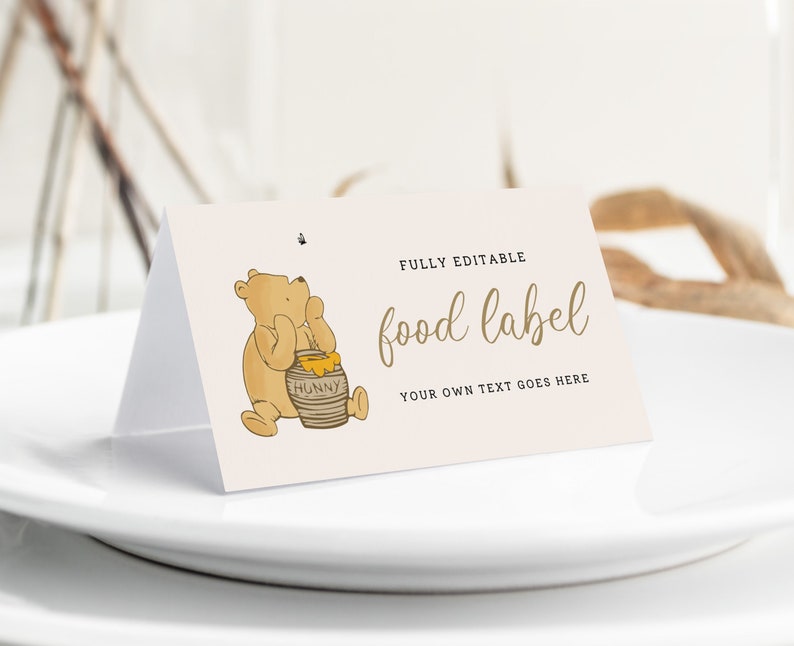 Winnie the Pooh Food Labels Template Classic Pooh Buffet - Etsy