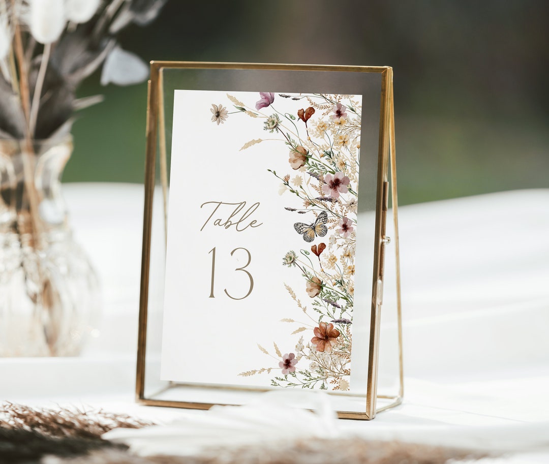 Wildflower Table Numbers Template, Wedding Table Numbers, Boho Floral ...